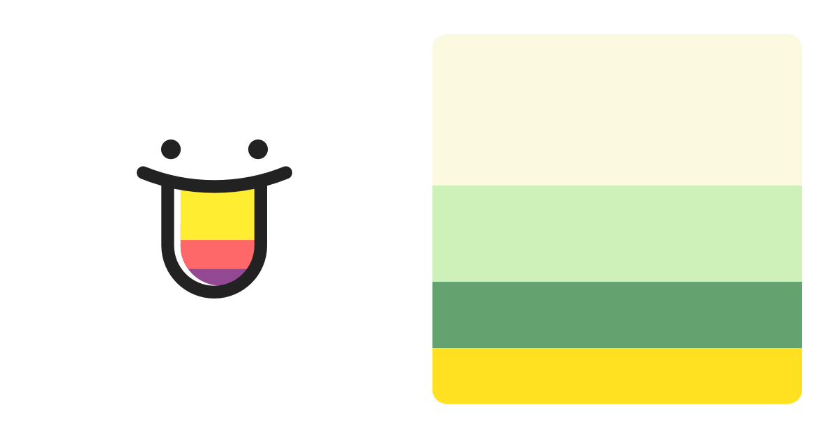 Color Palette: #FBFAE1 #CEF0B9 #64A36F #FFE121 - Color Hunt